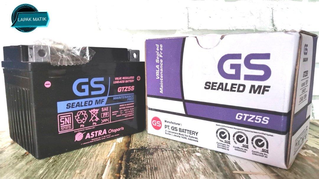 Aki GS Astra Battery GTZ5S-MF Honda Beat Yamaha Suzuki Original 3,5 Ah ...