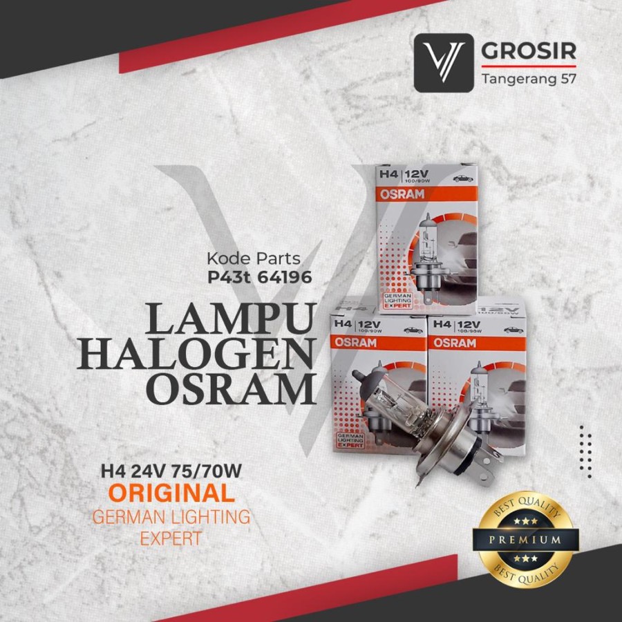 BOHLAM LAMPU HALOGEN OSRAM H4 24V 75/70w GERMAN ORIGINAL 64196 | Lazada ...