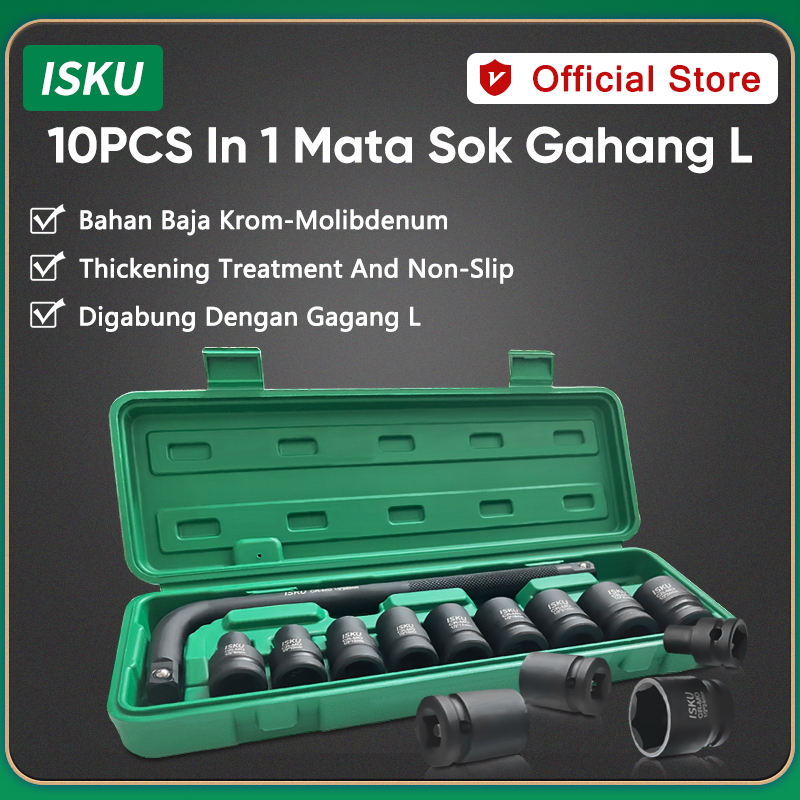 ISKU Kunci Shock Impact / Shock Set 10pcs CR-MO 1/2 Tool Kit 10 In 1 ...