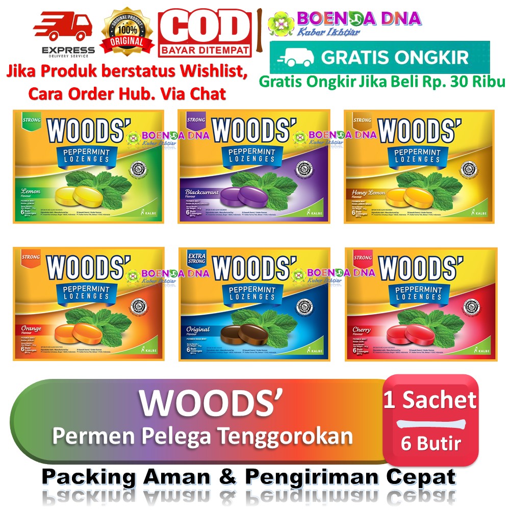 COD Woods' Lozenges All Variant 1 Sachet isi 6 Butir - Pelega ...