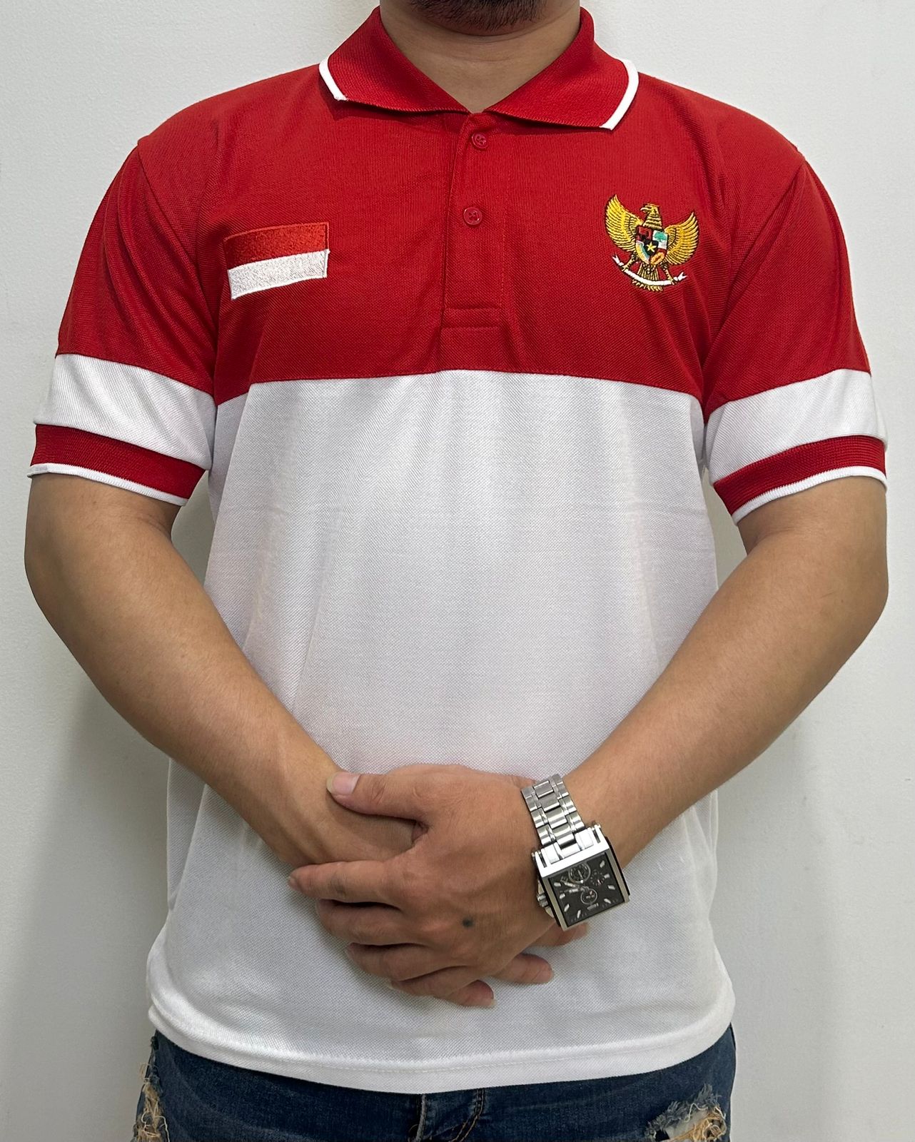 Kaos Kerah Merah Putih / Baju Merah Putih Logo Garuda Indonesia / Polo Shirt Logo Bordir Garuda ...
