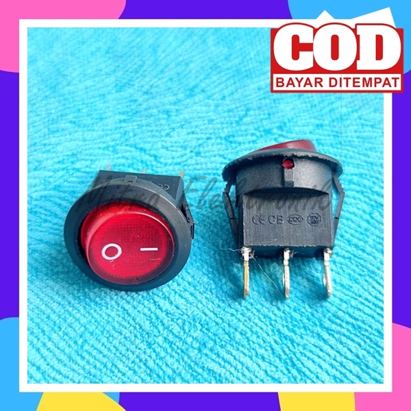 Switch Bulat 3 pin On Off dengan Lampu Indikator - Switch Lampu Bulat 3 ...