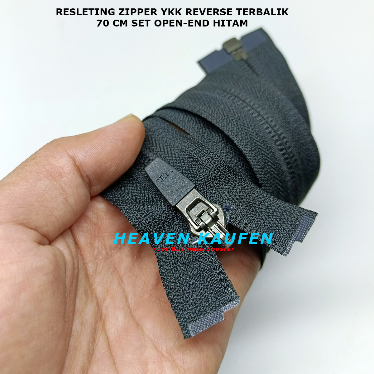 Resleting Ritsleting Zipper Reverse Terbalik YKK 70 cm Atau 28 inch Warna Hitam Model Set Open ...