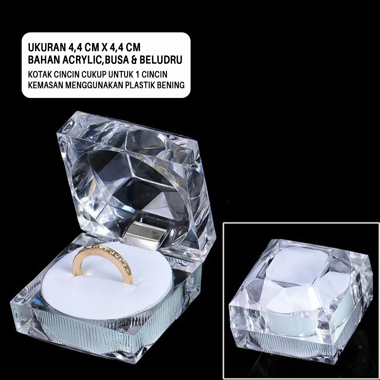 Kotak cincin permata motif love hati bludru single isi 1 lamaran ...