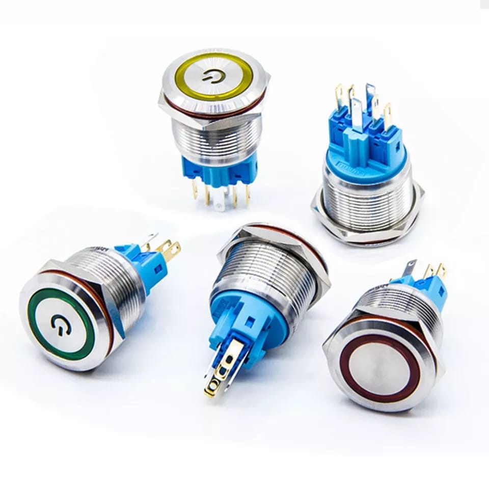 Saklar On Off LED Stainless Push Button Switch 12/16/22MM 3A 12V - 12M ...