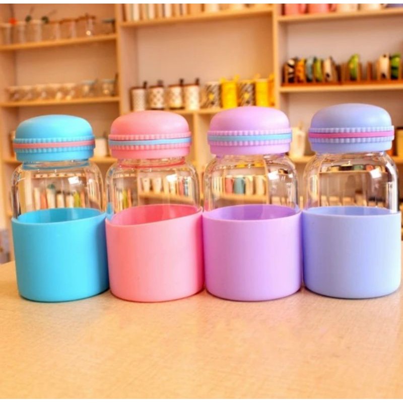 Botol minum Kaca tutup Macaron 300ml H79-4 | Lazada Indonesia