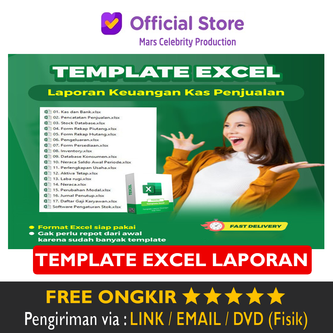 Template Excel Laporan Keuangan Kas dan Pencatatan Penjualan Stock ...