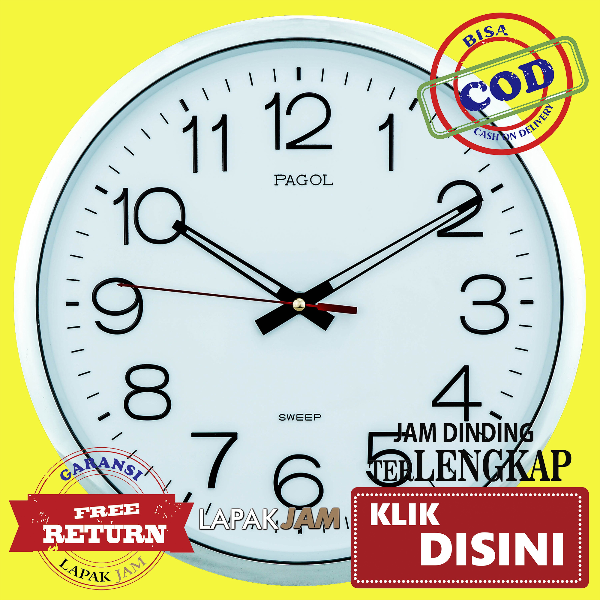 Jam Dinding Pagol PGWS28TCH Chrome Diameter 31 cm Murah Bagus Best ...