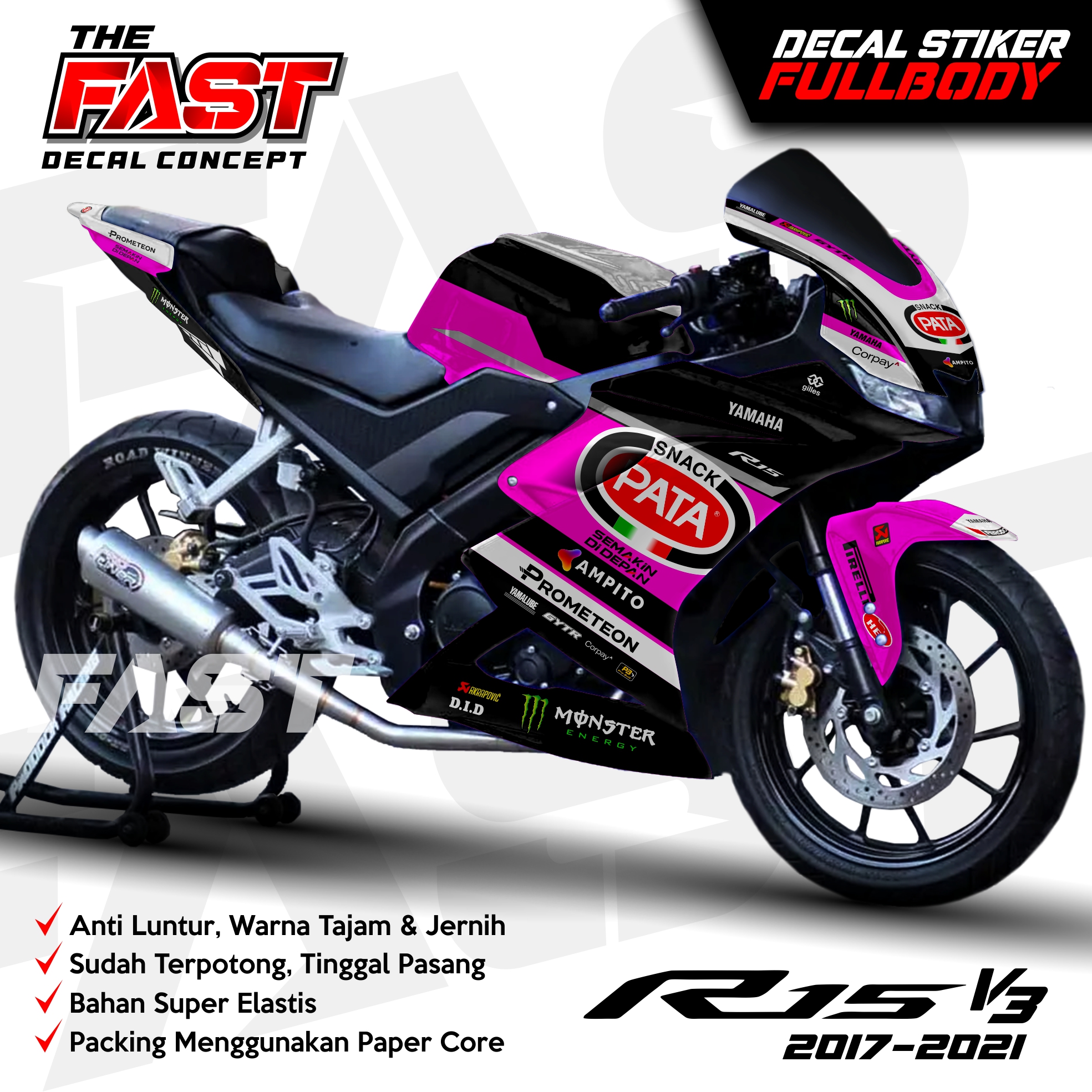 Decal R15 V3 PATA WSBK 2024 Sticker Striping Decal Yamaha R15 V3 ...