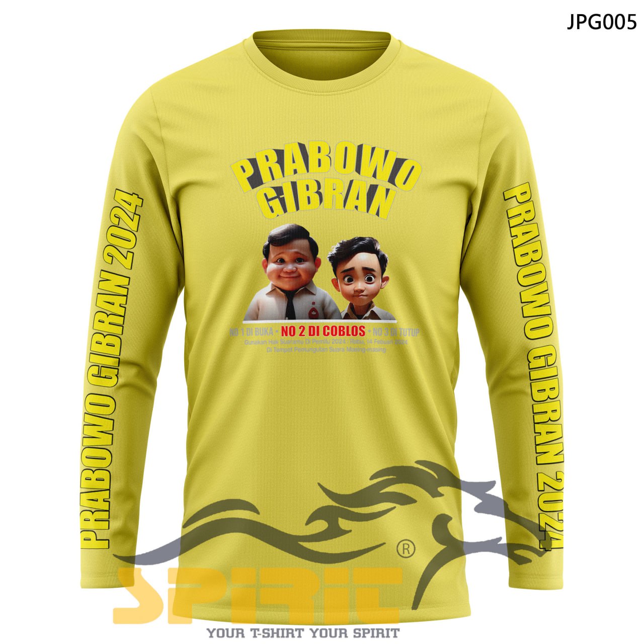 Kaos Gemoy Cartoon Prabowo Gibran Bersama Indonesia Maju 2024 Lengan ...