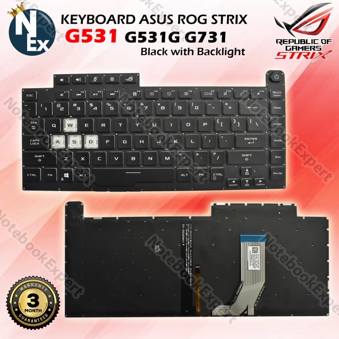 Keyboard Asus ROG STRIX G531 G531G G731 Black with Backlight | Lazada ...
