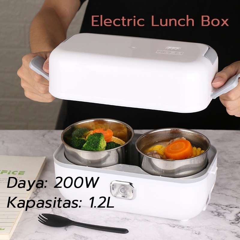 Kotak Makan Pemanas Elektrik Electric Lunch Box Stainless 1 Layer ...