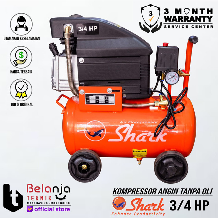 Shark 3/4 HP 25 Liter Air Compressor Kompressor Portable Shark 3/4HP ...