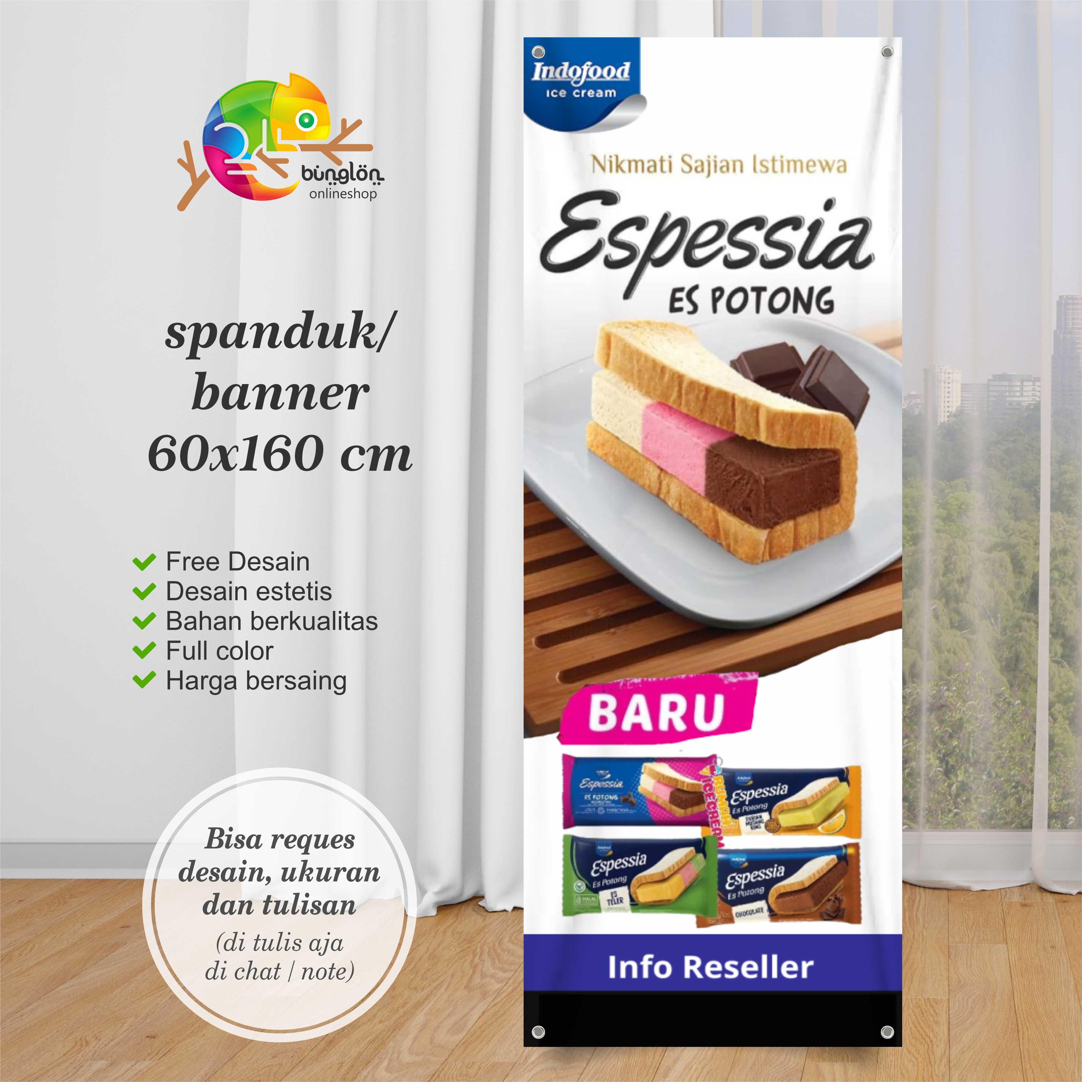 Spanduk Banner Espessia Es Potong Custom Desain | Lazada Indonesia