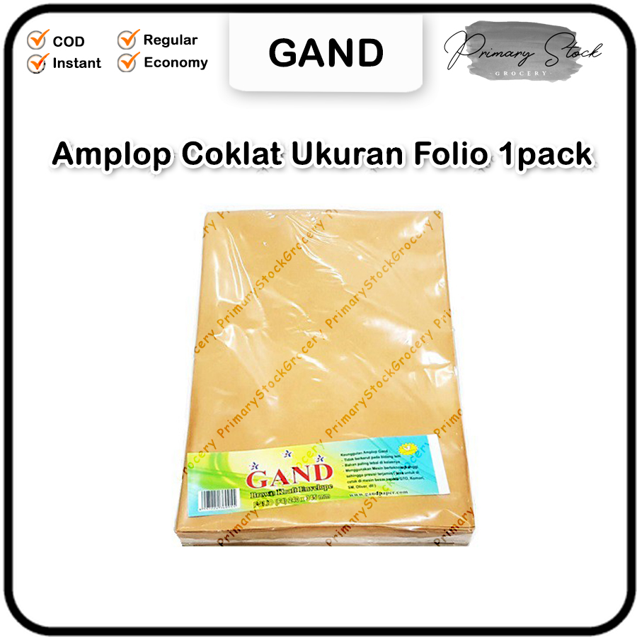 Amplop Coklat Folio isi 100 GAND Envelope F4 80 Gram 240x350mm Cokelat ...
