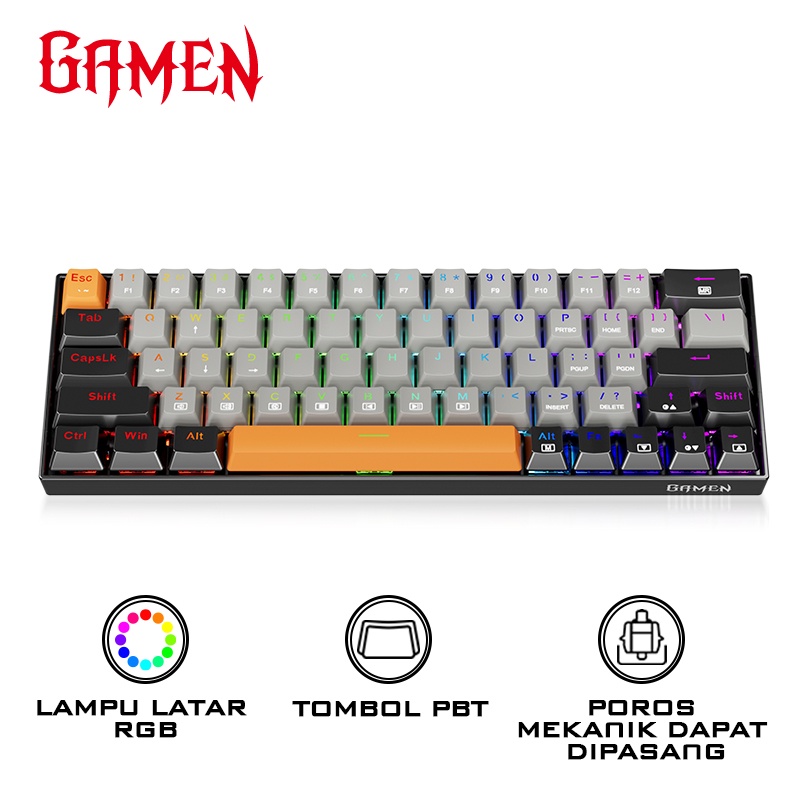 GAMEN Titan III Mechanical Pluggable Switch Blue Gaming Keyboard Wired ...