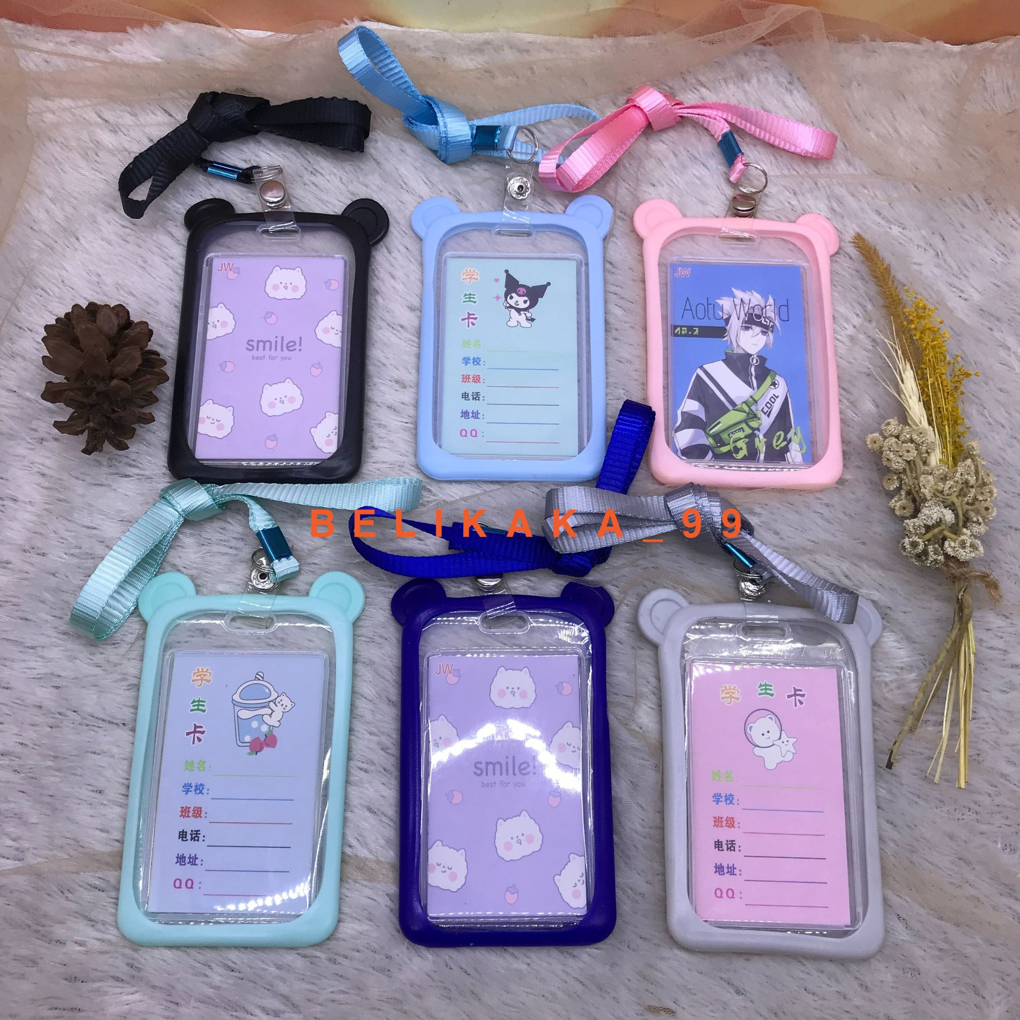 TALI ID CARD NAME TAG PLASTIK BAHAN SILIKON KARAKTER KELINCI PANDA DAN ...