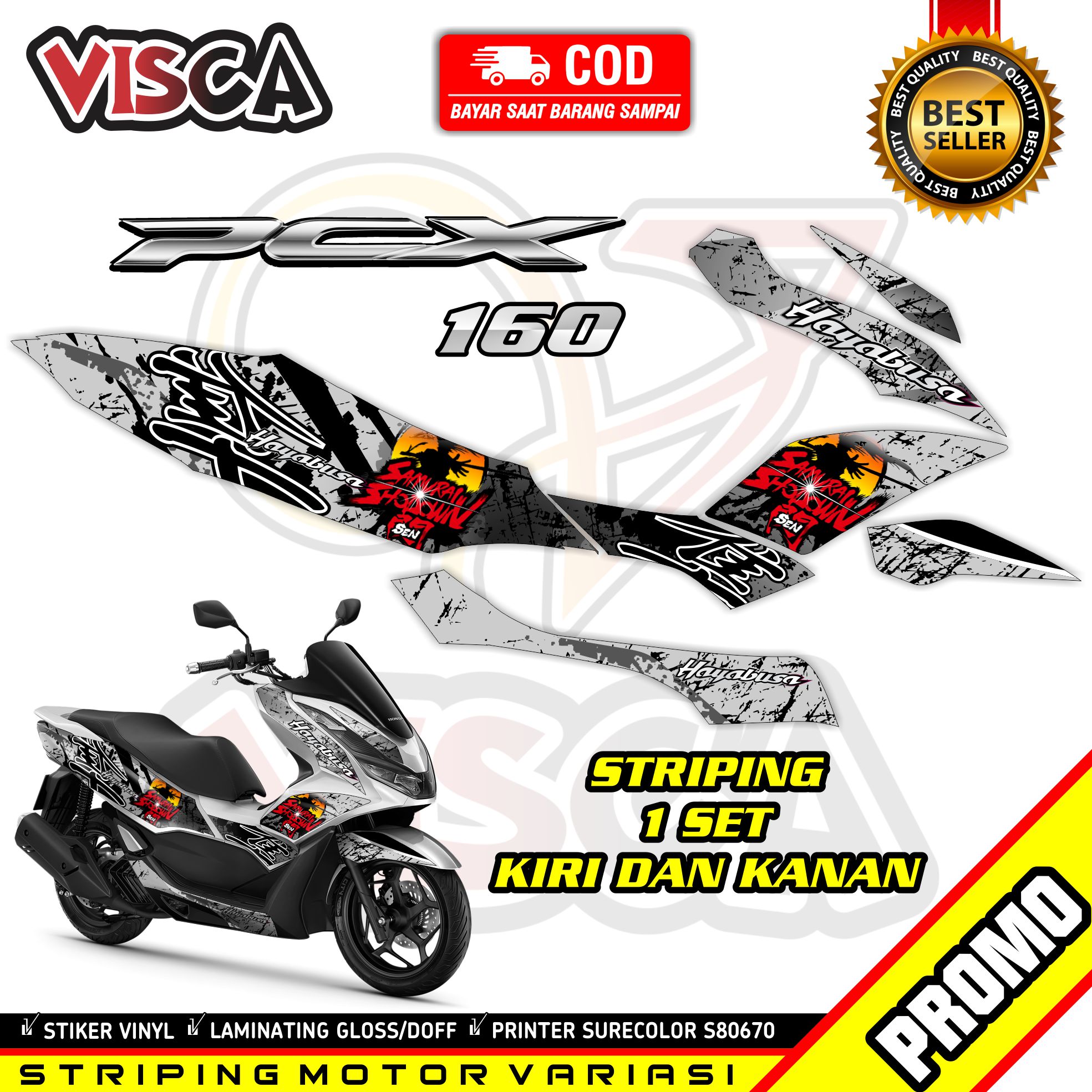 Striping PCX 160 Variasi - Stiker Honda PCX 160 Desain Hayabusa ...