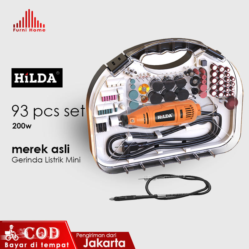 【Asli Hilda】 Hilda MESIN BOR TUNER MINI DIE GRINDER Set 93 pcs ALAT ...
