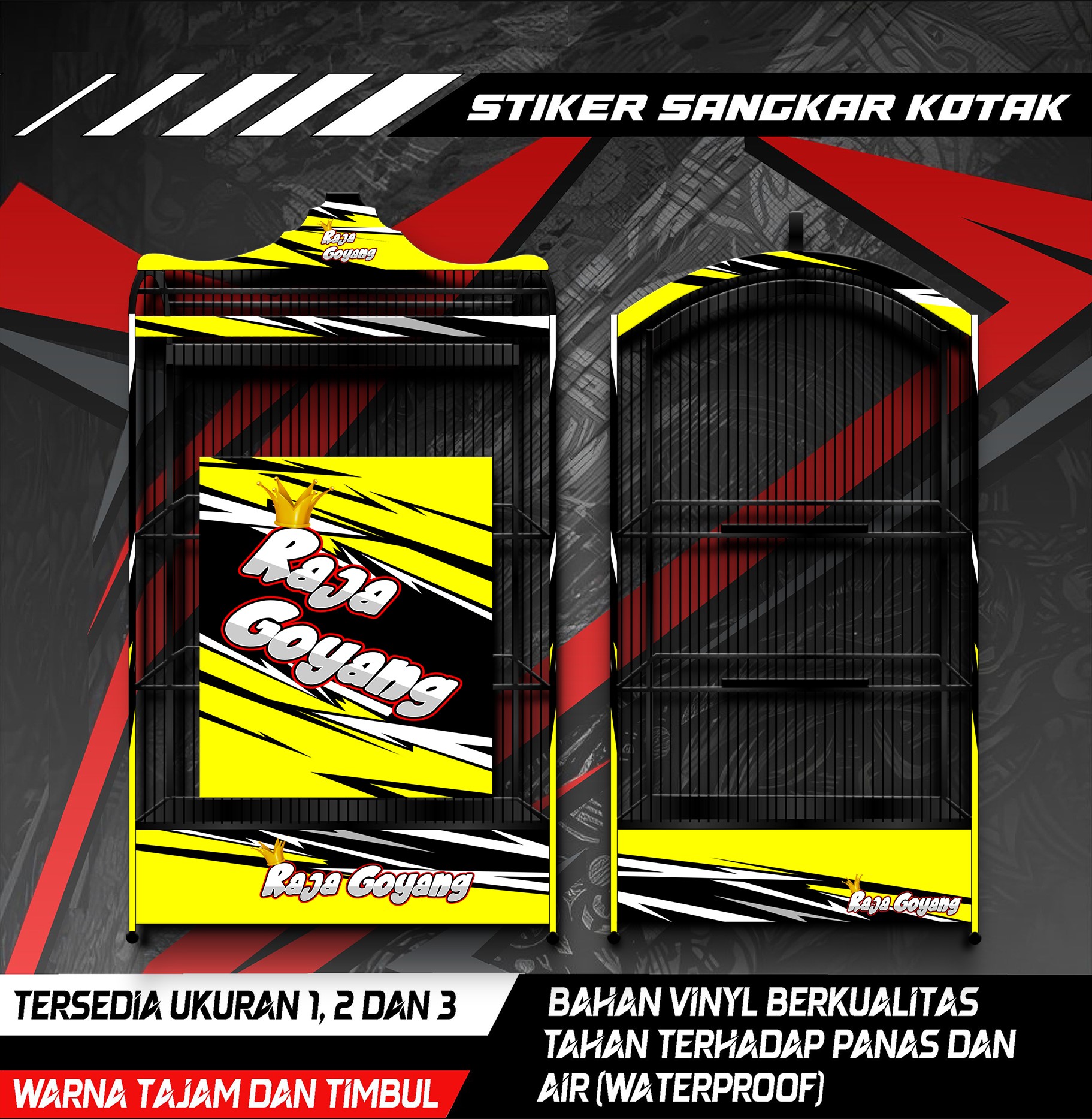 Stiker Decal Sangkar Burung Kotak, Kosan, Koper, Kenari, Cendet, Cucak ...