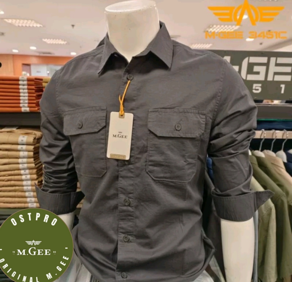 Kemeja MGEE - Kemeja Kerja Outdoor Lengan Panjang Camper 021 Dark Grey | Lazada Indonesia