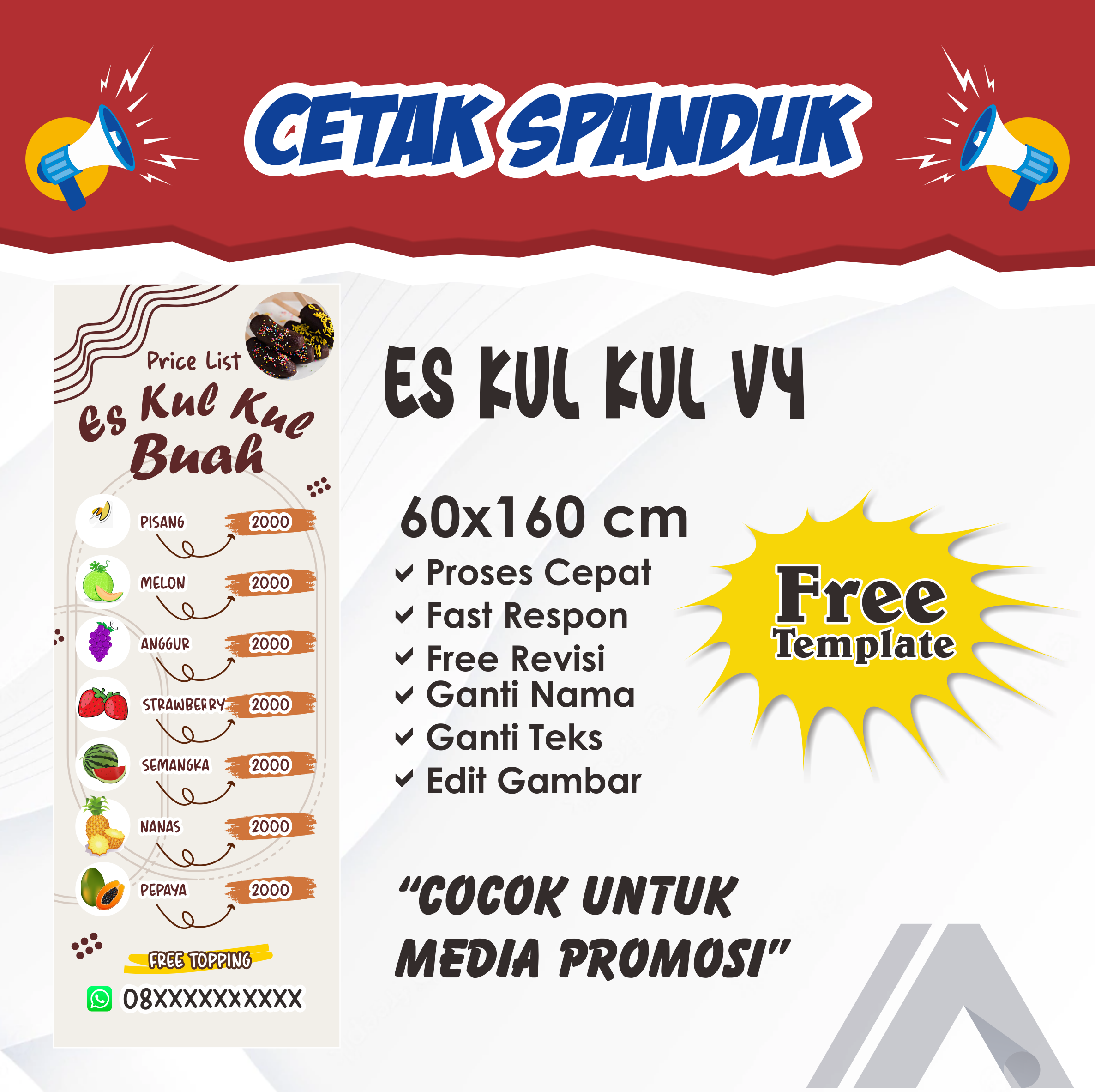 Cetak banner spanduk Es Kul Kul V4 VIRAL bisa custom | Lazada Indonesia