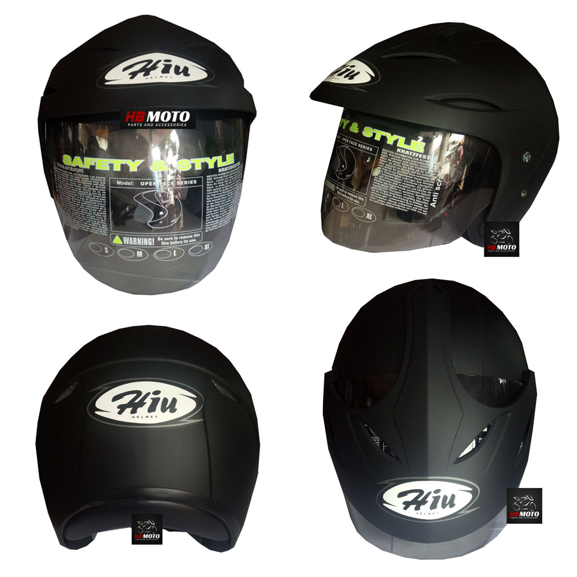 Helm HIU NICO R FLAT 9 (SMOKE) HIUNICORFLAT01BLCK / Helm SNI / Helm ...