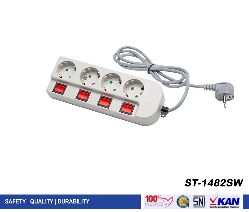 UTICON STOP KONTAK 4 LUBANG + KABEL + 4 SWITCH ST 1482 SW | Lazada Indonesia