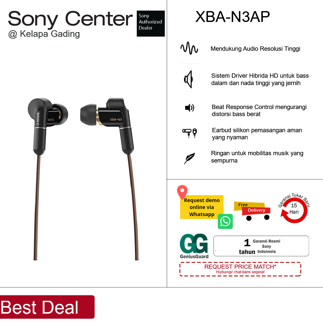 SONY XBA-N3AP / XBA N3AP / XBAN3AP / N3 Black Headset - Hi-Res Audio In-ear Headphones with Mic ...