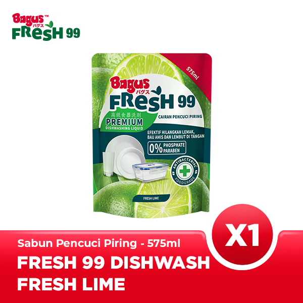 Bagus Fresh 99 Premium Anti Bacterial Dish Washing Liquid Pouch 575ml - Sabun Cuci Piring ...