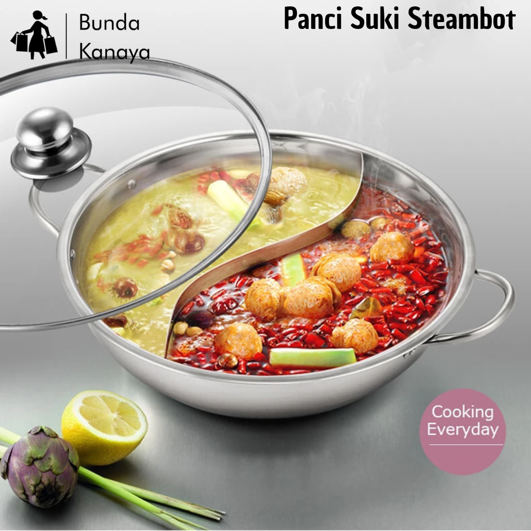 Panci Shabu Steamboat Sekat 2 Suki Pan 28cm | Lazada Indonesia