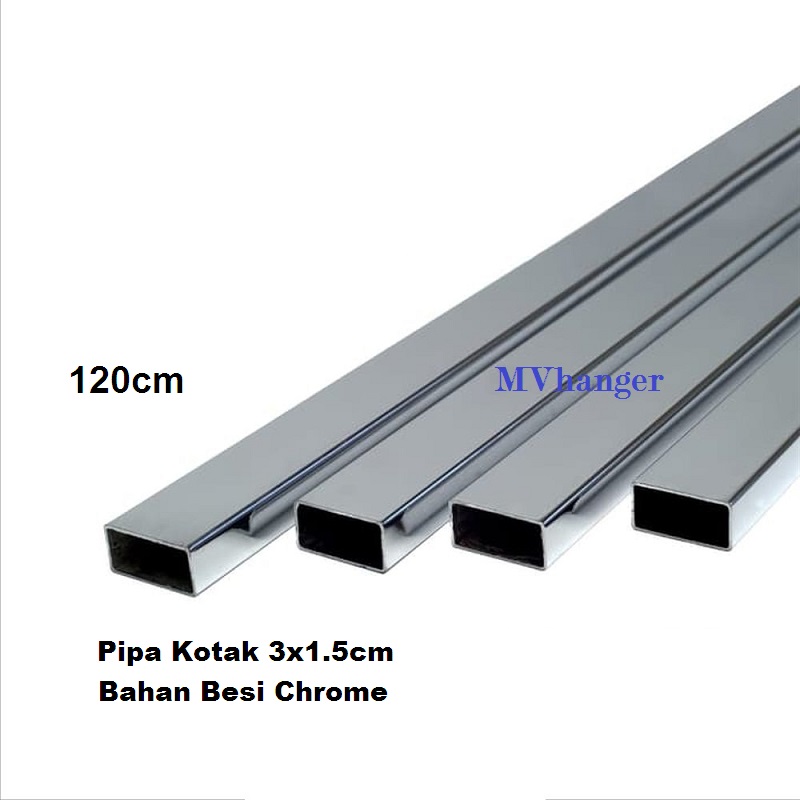 PIPA KOTAK Ukuran 100cm DAN 120cm Chrome l Gantungan Baju Display Besi ...