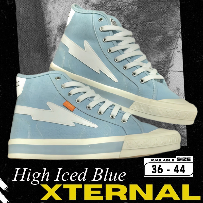 sepatu xternal petir sneakers high black and white pria wanita sekolah ...