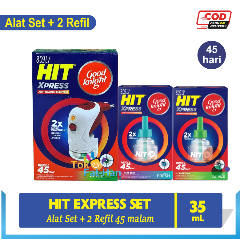 Hit Non Stop Xpress Alat Set 45hari - Alat Obat Nyamuk Elektrik - Hit Non Stop Refil Isi 2 ...