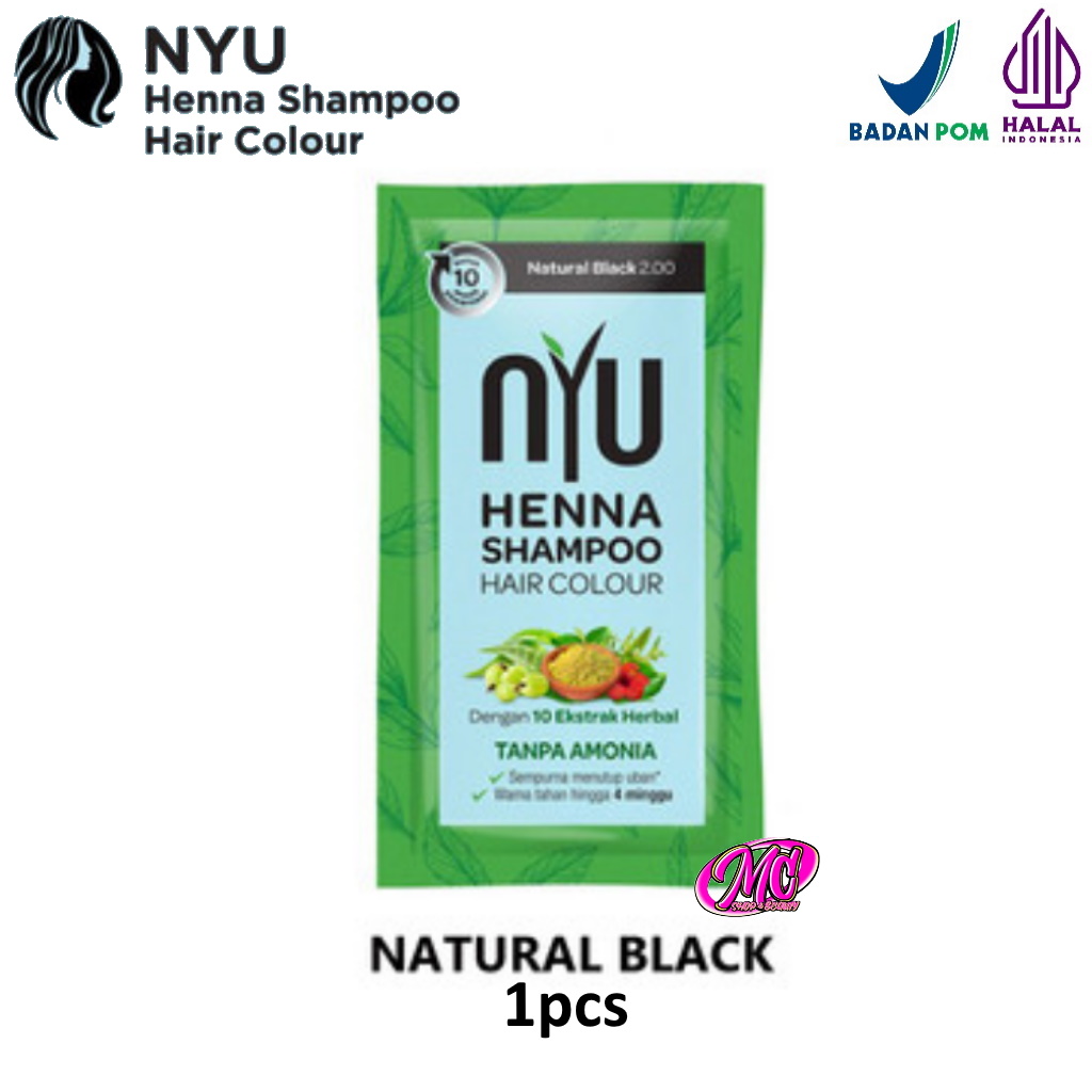 NYU Henna Shampo Hair Color 1box isi 4 Sachet - 20ml {BISA ECER ...