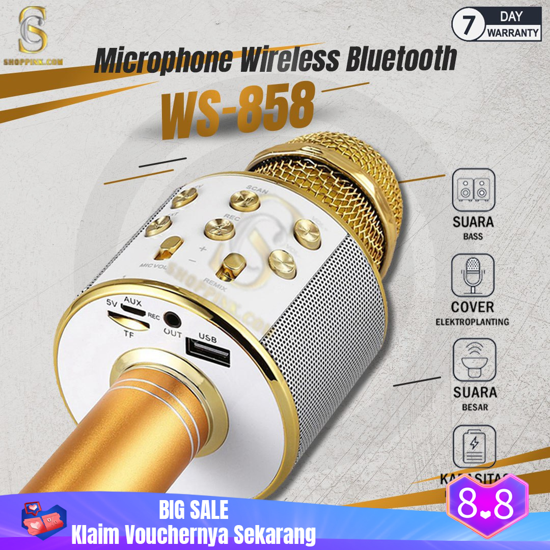 Microphone Karaoke Mic Bluetooth Ws 858 Speaker Mik Ws 858 Mikropon ...