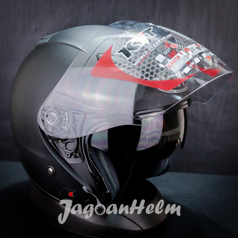 KYT HELM DJ MAXI SOLID | BLACK DOFF | DJMAXI DOUBLE VISOR | Lazada ...