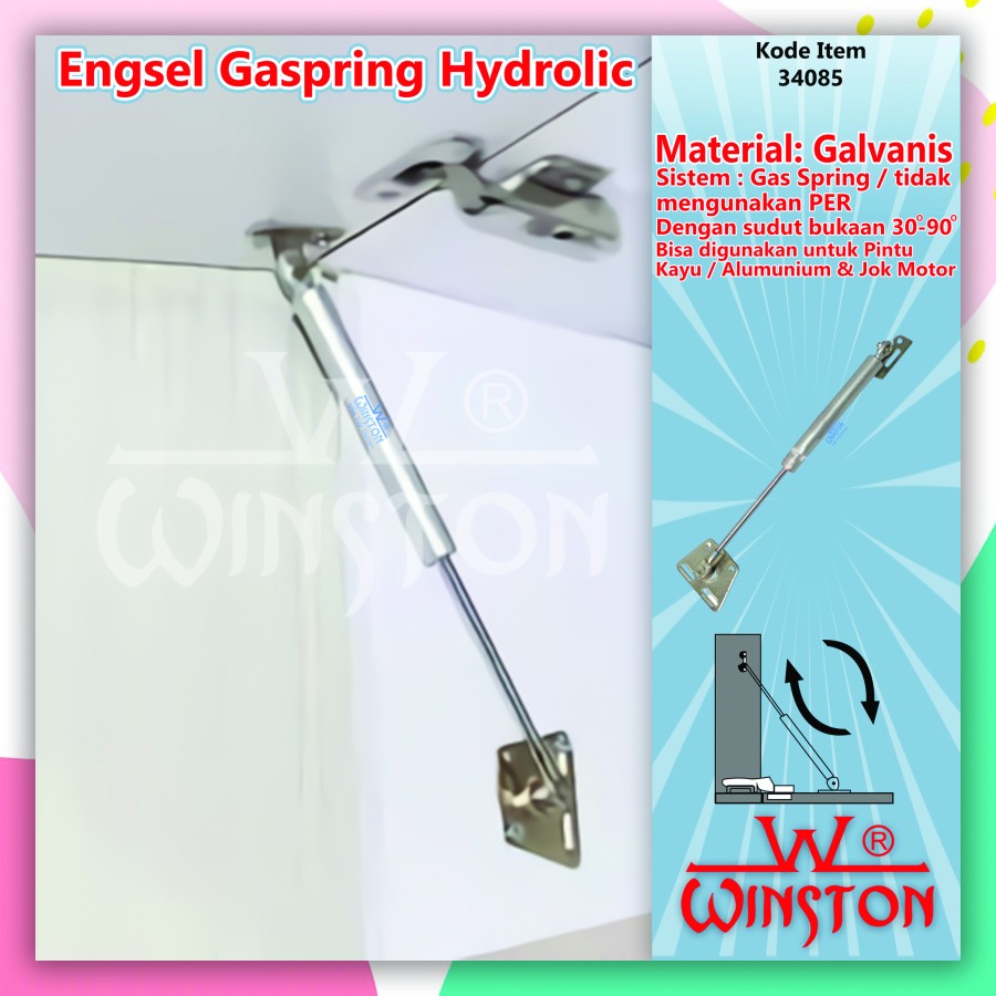 Engsel Gas Spring Biru Hydraulic WINSTON 10KG Pintu Jok / 34085 ...