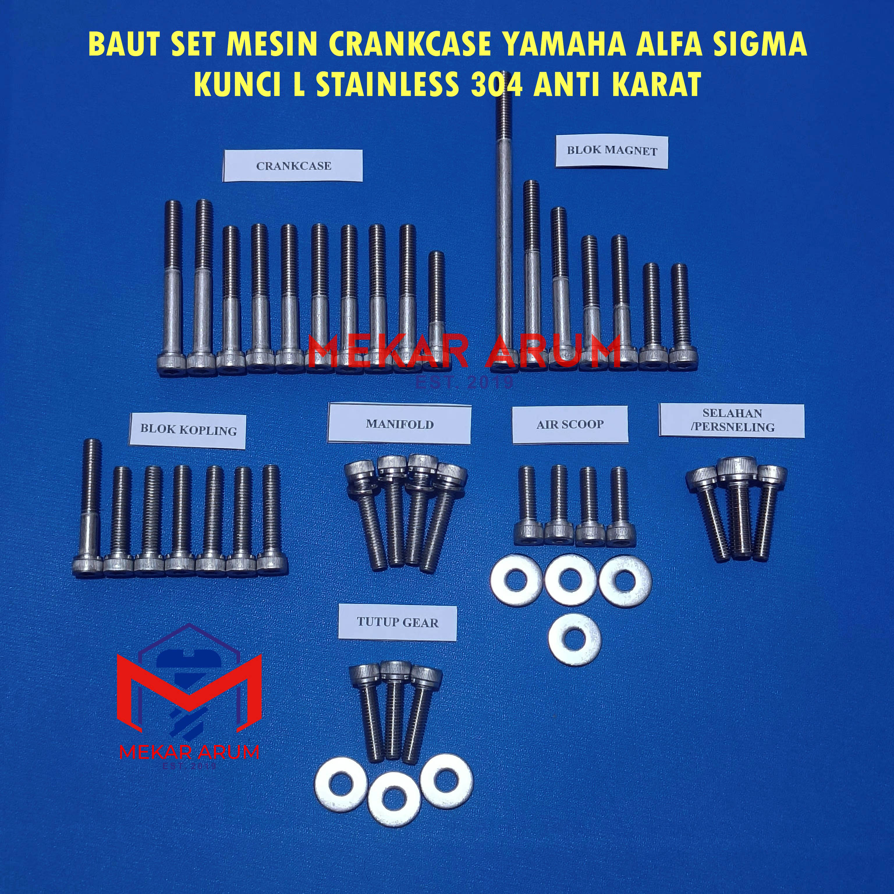 Baut Set Mesin Alfa Sigma Kunci L Stainless Asli Tahan Karat | Lazada ...
