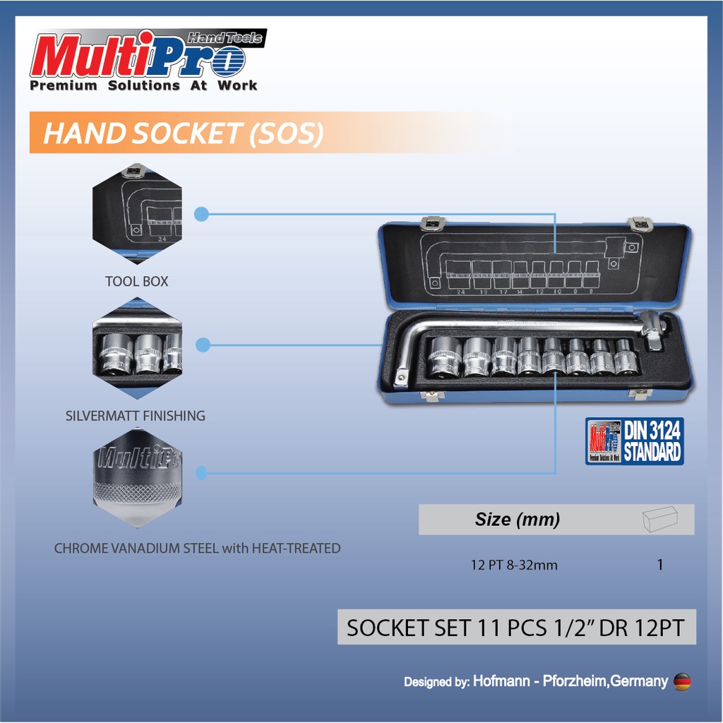 Multipro Kunci HAND SOCKET SET 11PCS 12PT 8 – 32 mm | Lazada Indonesia