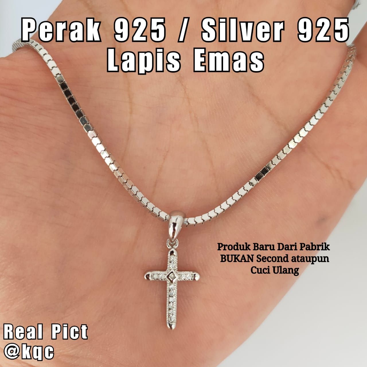 Kalung 50 Cm Liontin Salib Perak 925 Lapis Emas Putih | Lazada Indonesia