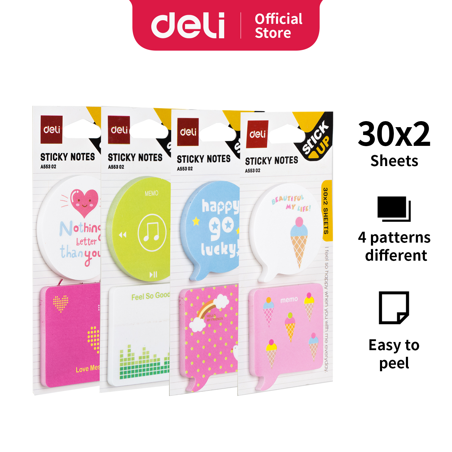 Deli Memo Tempel Sticky Notes 15lembar 4 Warna Neon, Perekat yang kuat ...