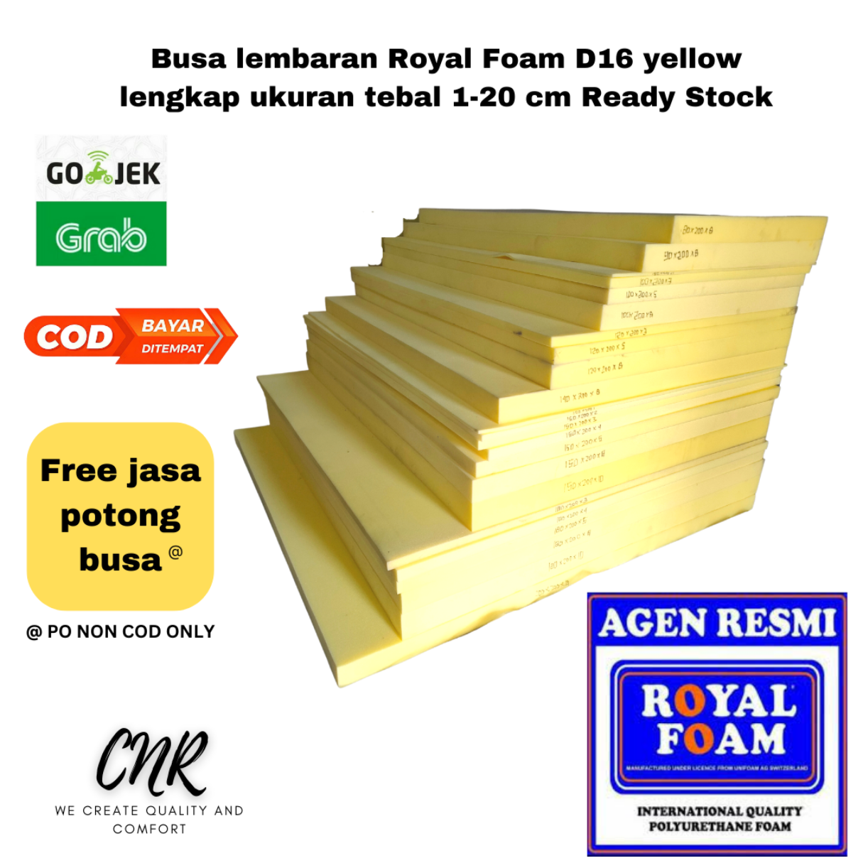 Busa lembaran ukuran terlengkap ROYAL FOAM 100% ASLI BERGARANSI untuk isi karpet bulu atau ...