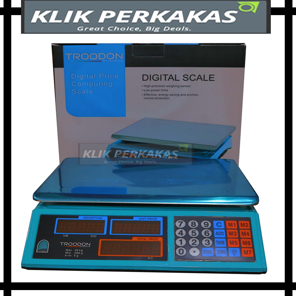 TROODON Digital Computing Scale 40Kg Double Display Timbangan Digital ...
