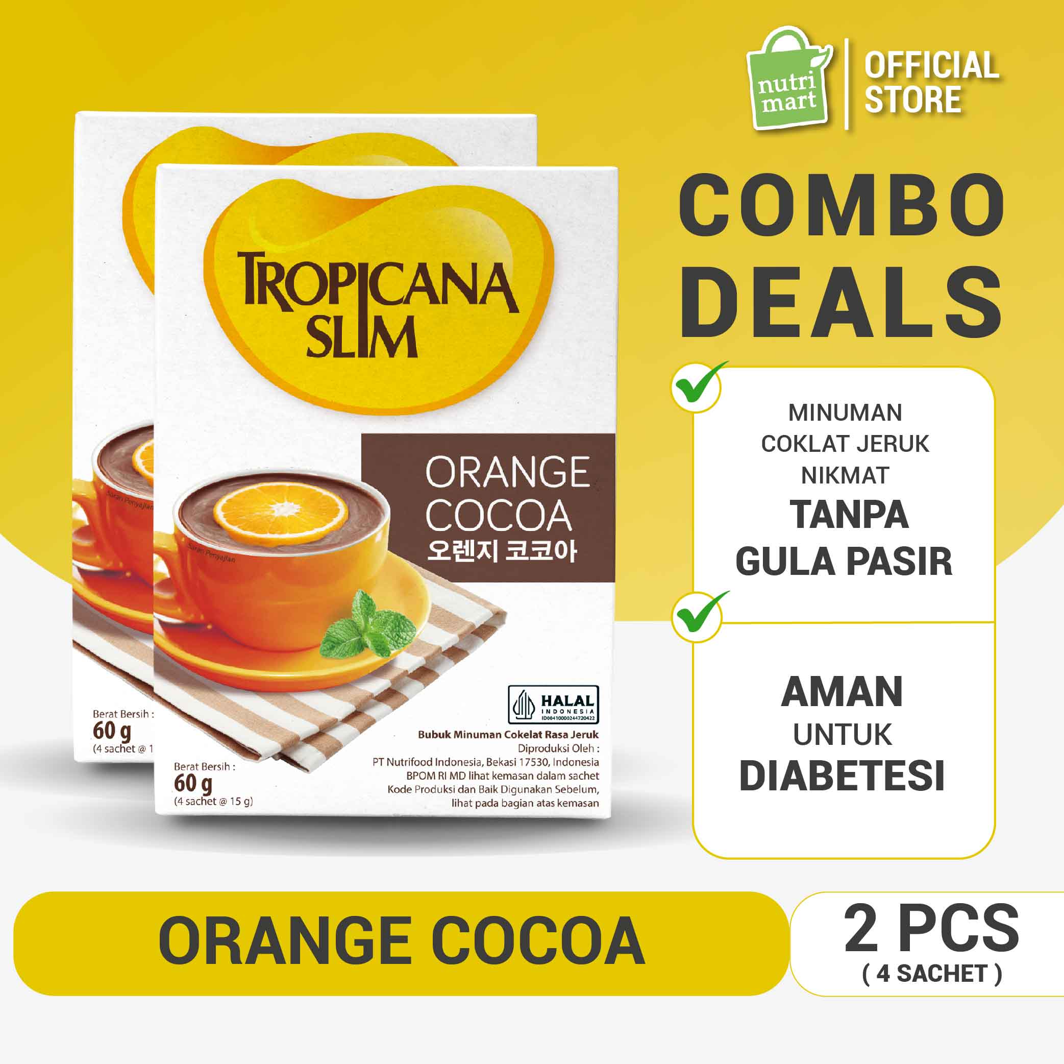 Twin Pack - Tropicana Slim Orange Cocoa 4 Sachet - Minuman Cokelat ...