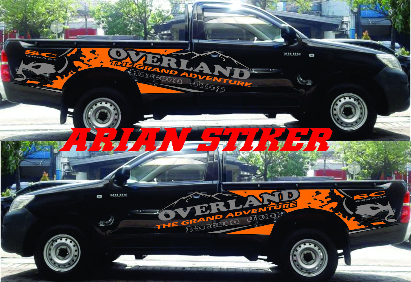 Stiker Mobil Hilux Single Cabin Stiker Cutting OVERLAND Stiker Mobil ...