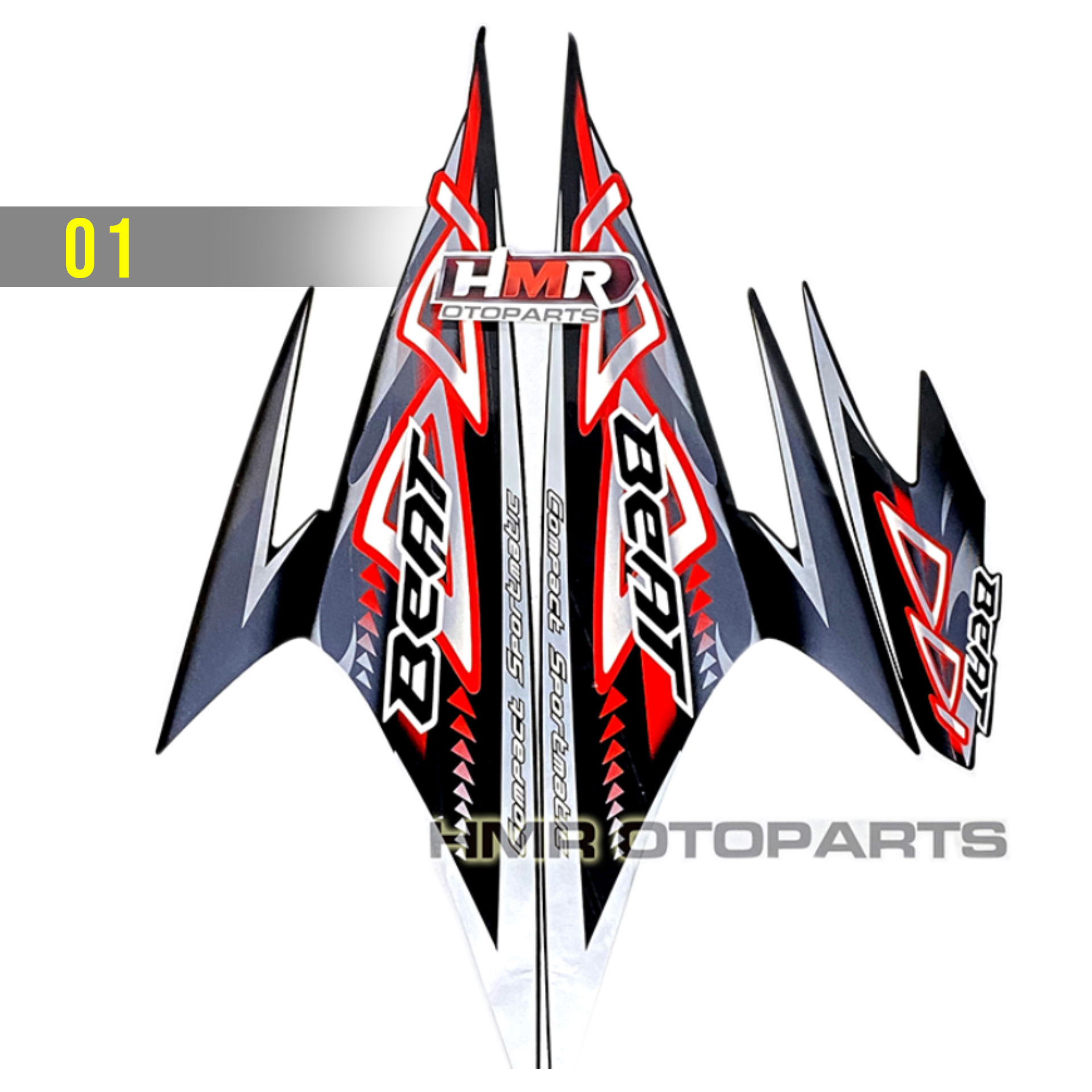 HMR Striping 2012 Honda Beat Karbu Stiker Body Standar - Hitam-Merah ...