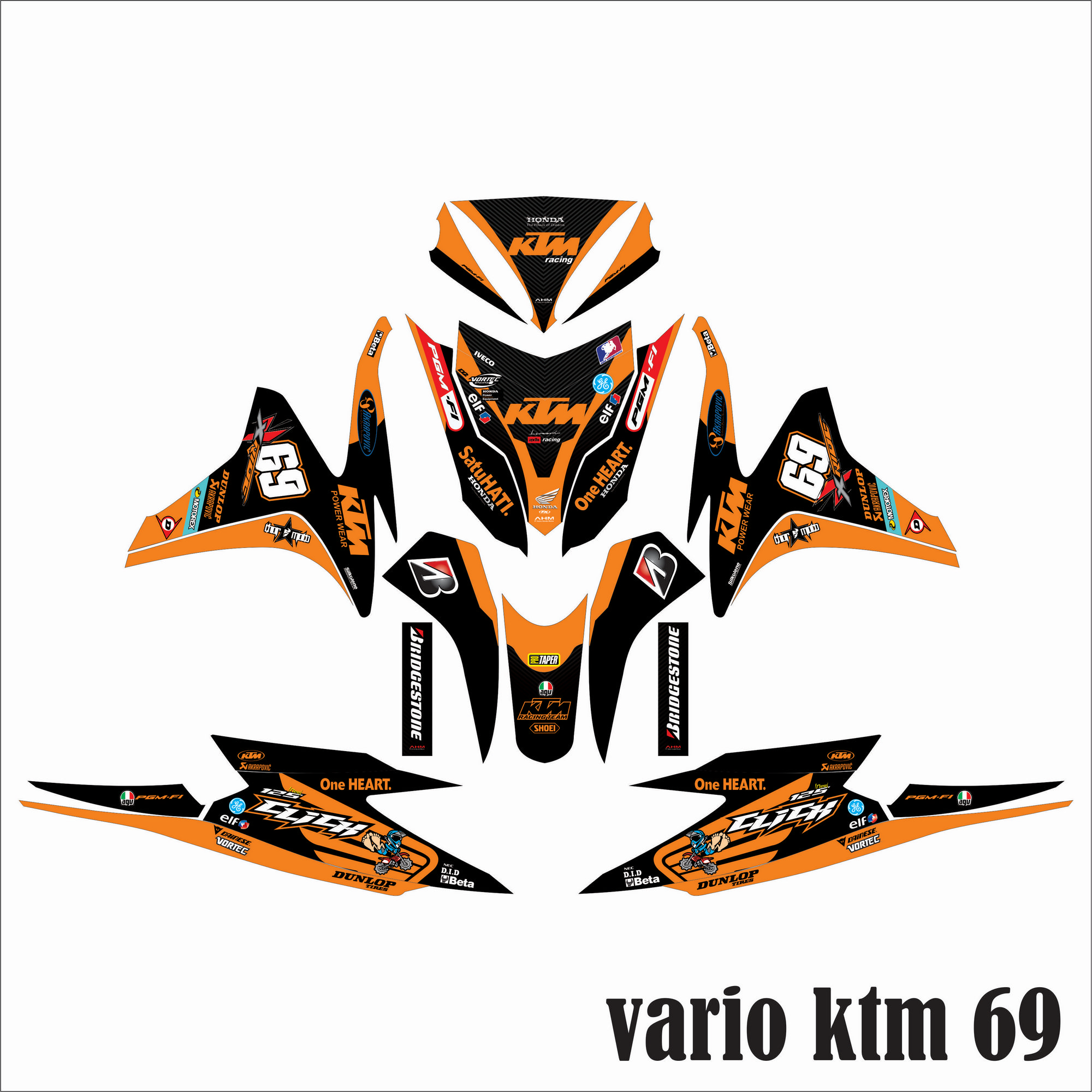 STICKER BODY MOTOR / DECAL MOTOR FULL BODY VARIO KTM 69 | Lazada Indonesia