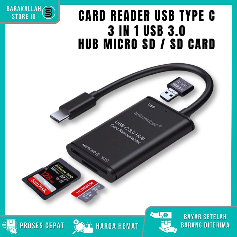 ISFIRDAY 3 in 1 Type C MicroSD Card Reader USB 3.0 / Adapter SD Card ...