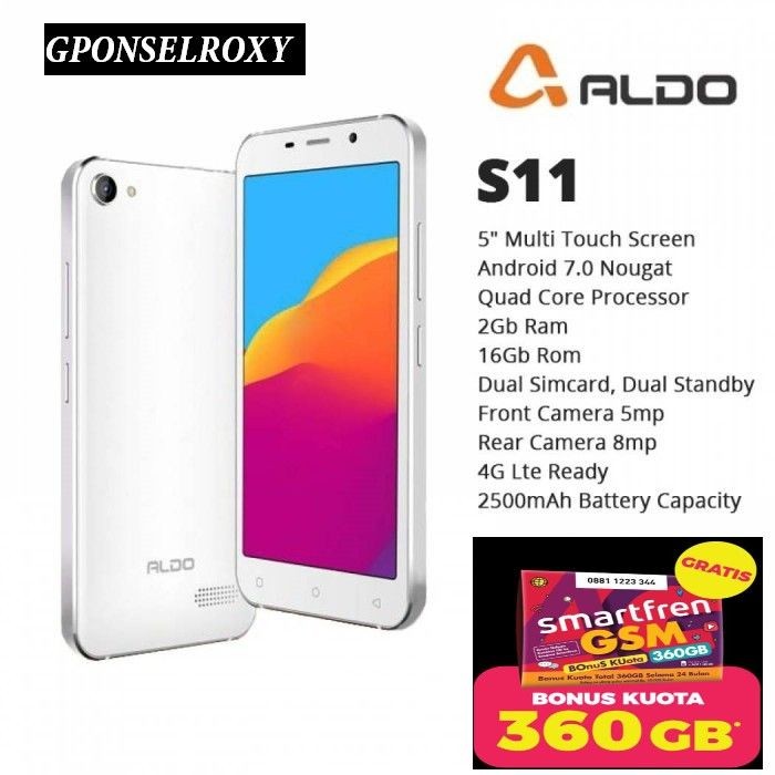 HP ALDO S11 RAM 2/16 GB GARANSI RESMI FREE KARTU PERDANA SMARTFREN 360 ...